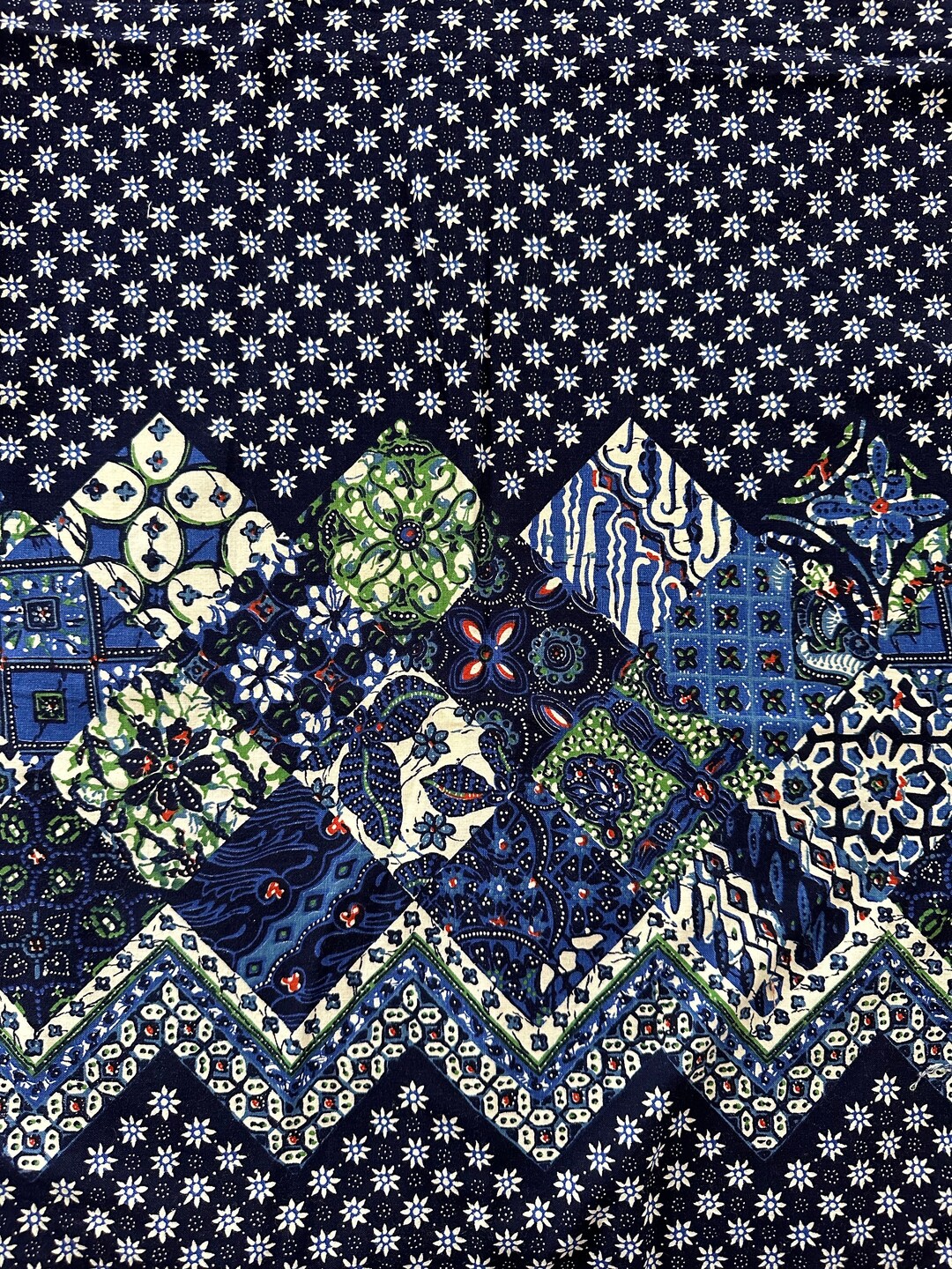 Vintage Batik Style Navy Cheater Print Fabric Bandanna Cotton 2 Yd X 44 ...