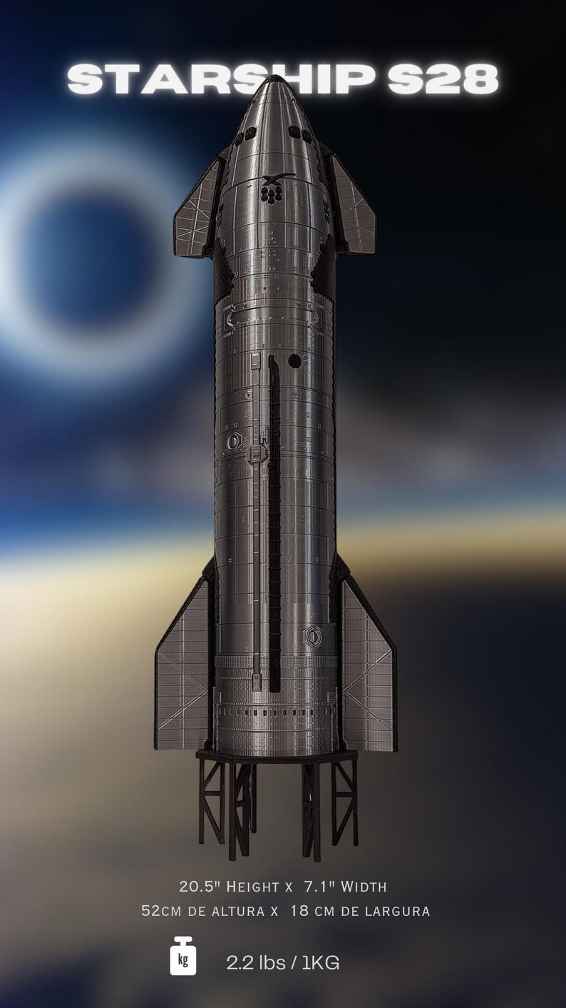 Starship S28 Spacex Life-size Statue 3d Printed Spacex Inspired ...