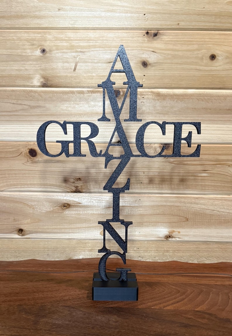 Amazing Grace Cross Sign - Inspirational Wall Art - Faith-based Home ...