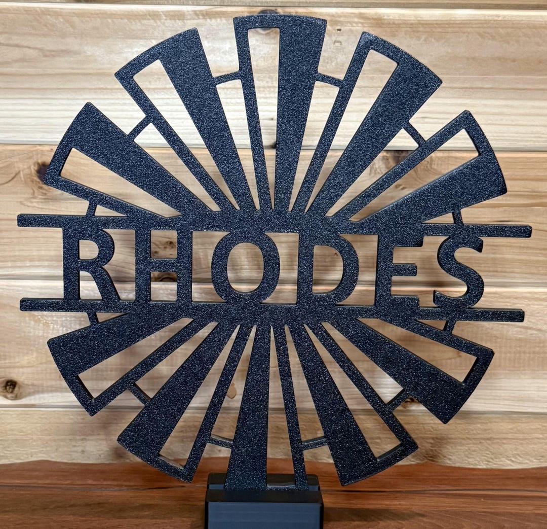 Personalized 3D Printed Round Windmill Sign - Custom Name or House ...