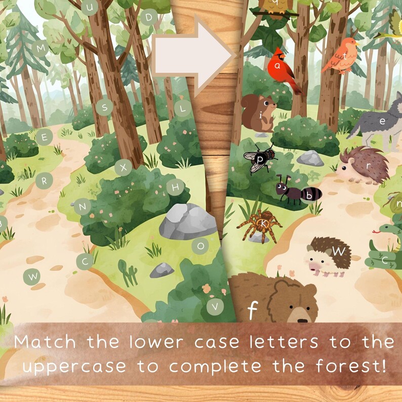 Letter Match Alphabet Practice for Kindergarten and Pre-k Nature ...