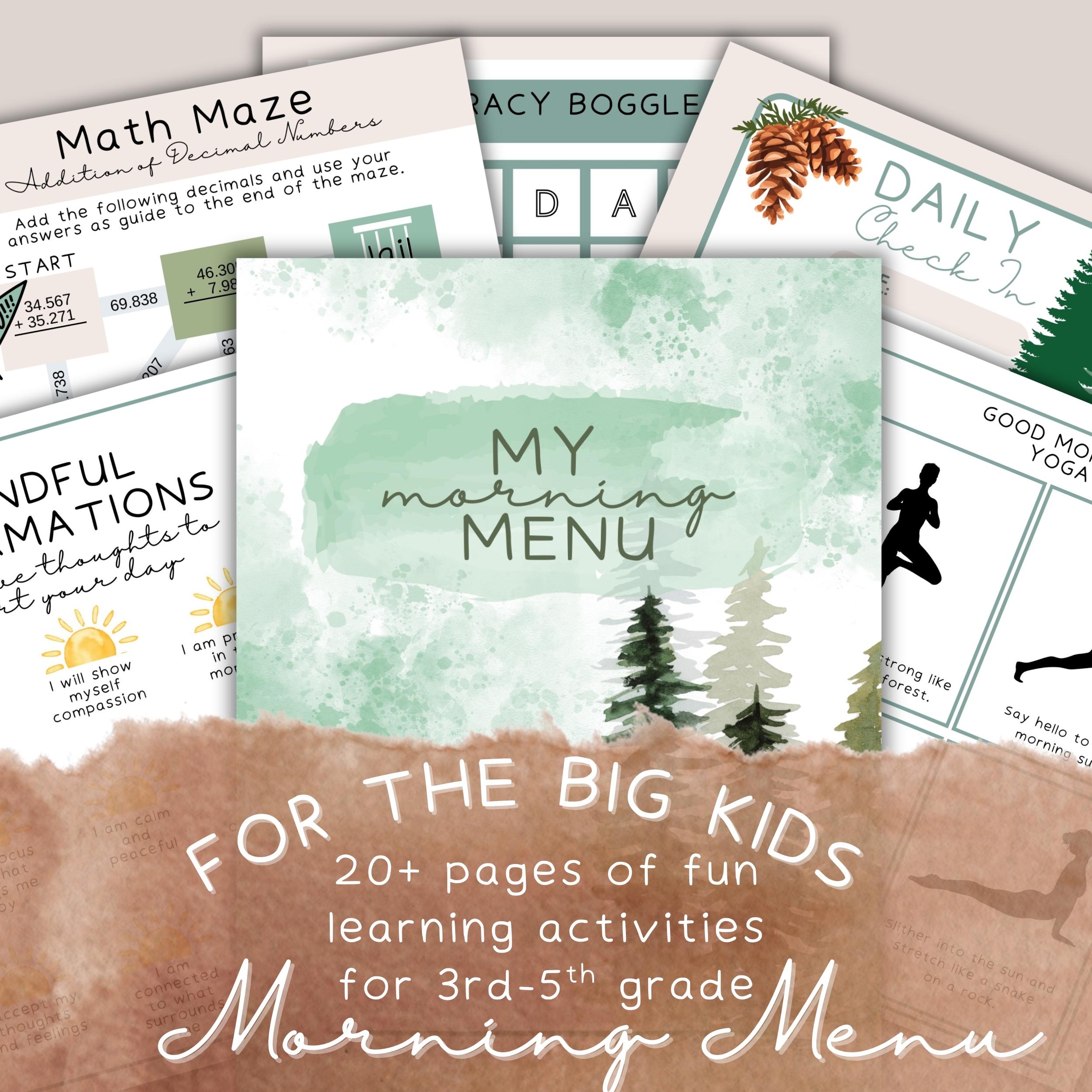 Homeschool Morning Menu for Big Kids| Morning Basket Activity, Daily ...
