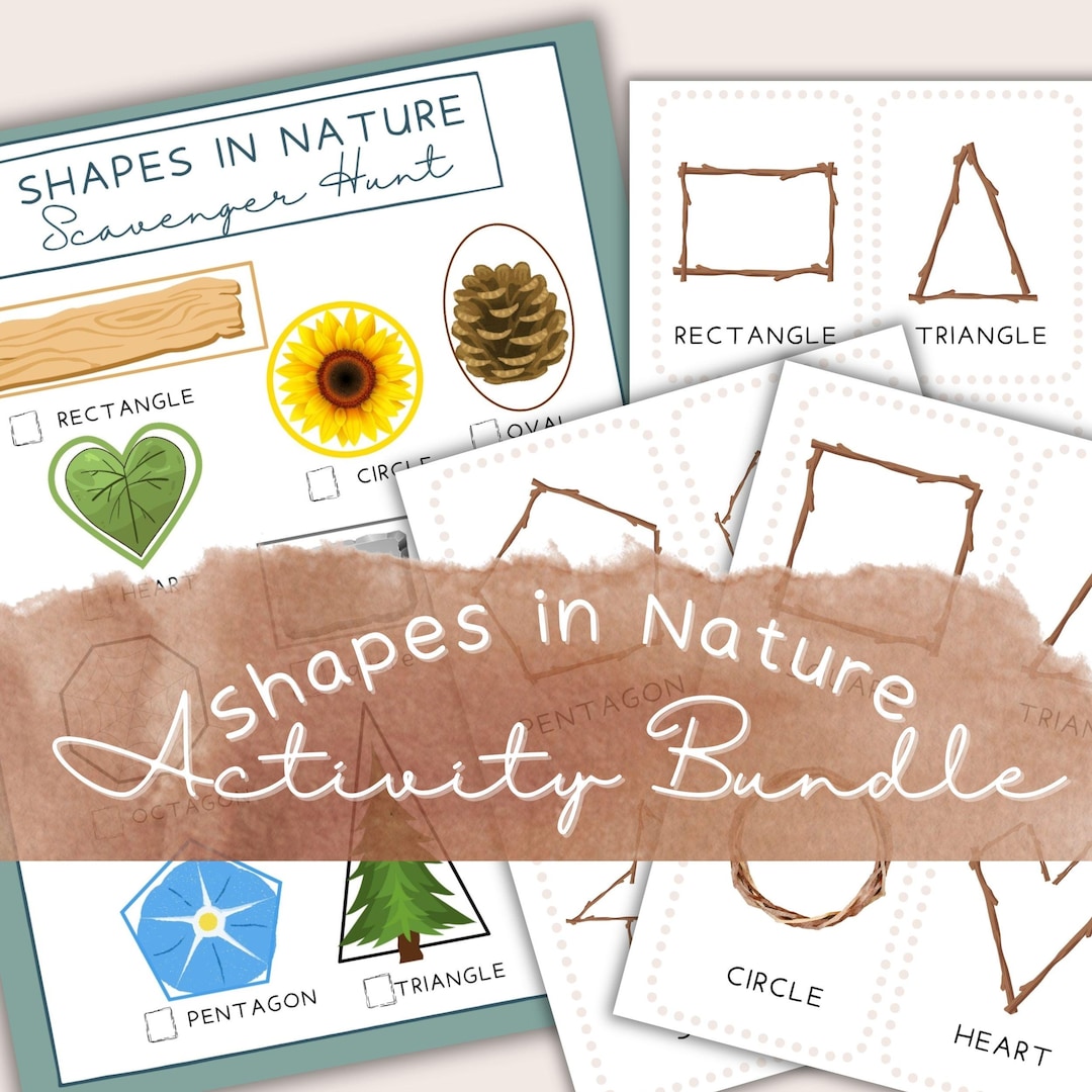 Nature Shape Building Cards + Shapes in Nature Scavenger Hunt ...