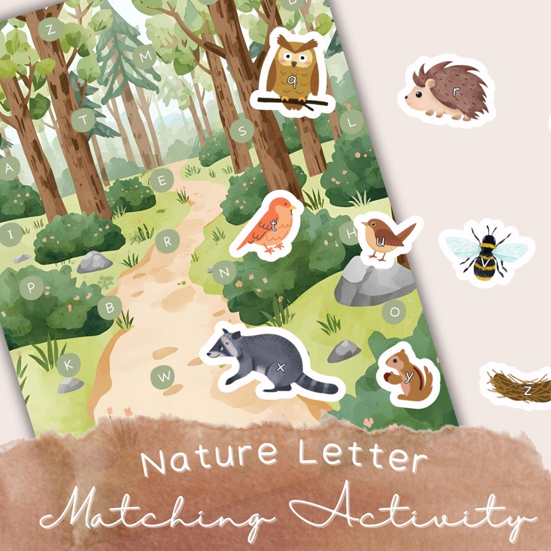 Letter Match Alphabet Practice for Kindergarten and Pre-k Nature ...