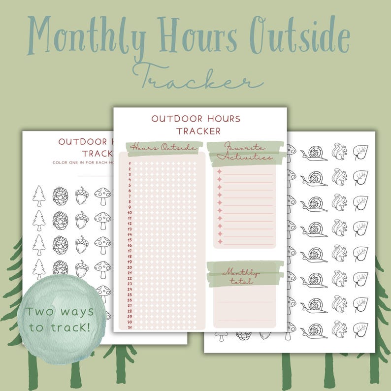 Outdoor Hours Tracker Printable | 1000 Hours Outside Challenge Chart ...