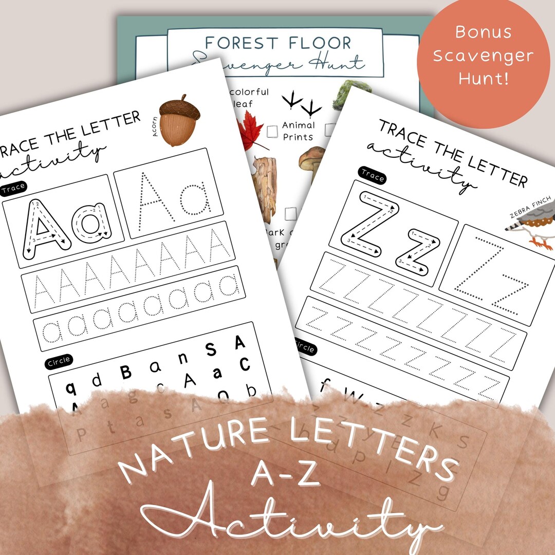 Nature Alphabet Tracing Printable | Letter Formation Worksheet ...