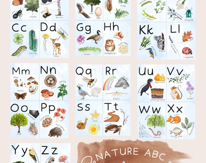Garden Alphabet Flashcards Printable | Botanical Nature Scavenger Hunt ...