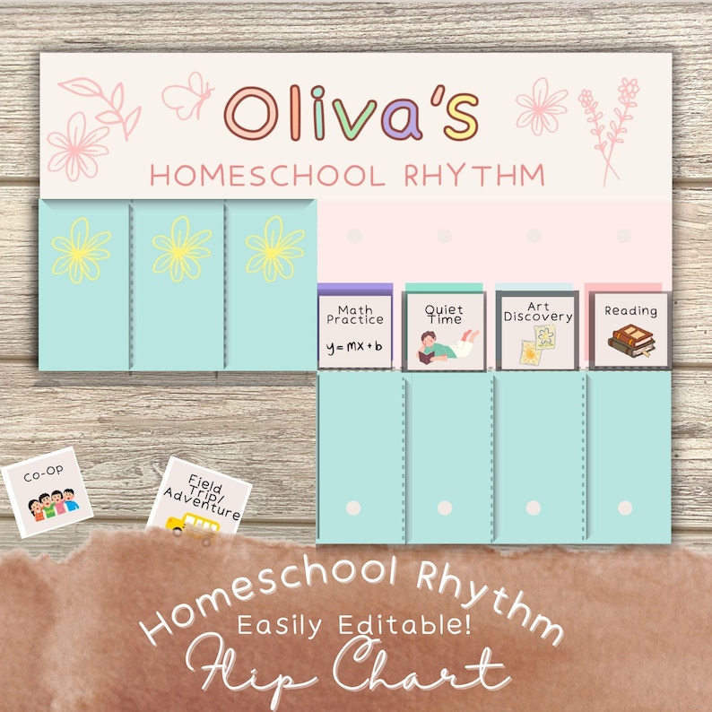 Homeschool Checklist, Editable Homeschool Schedule Flip Chart, Daily ...