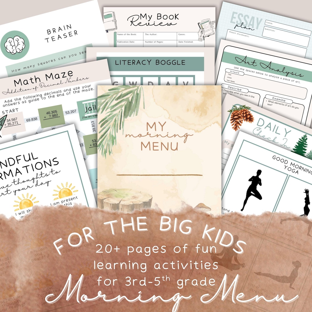 Homeschool Morning Menu for Big Kids| Morning Basket Activity, Daily ...