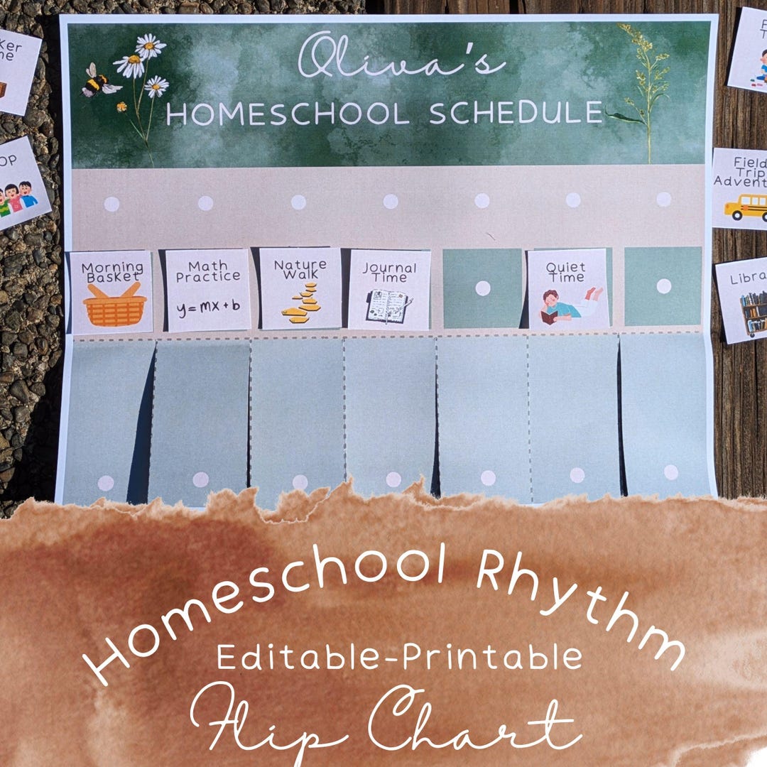 Homeschool Schedule Editable Flip Chart, Daily Rhythms and Routine Flip ...