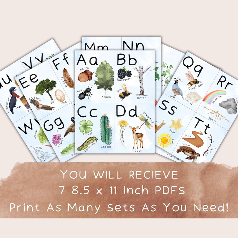Nature ABC Flashcards Printable – A to Z Nature-themed Alphabet Cards ...