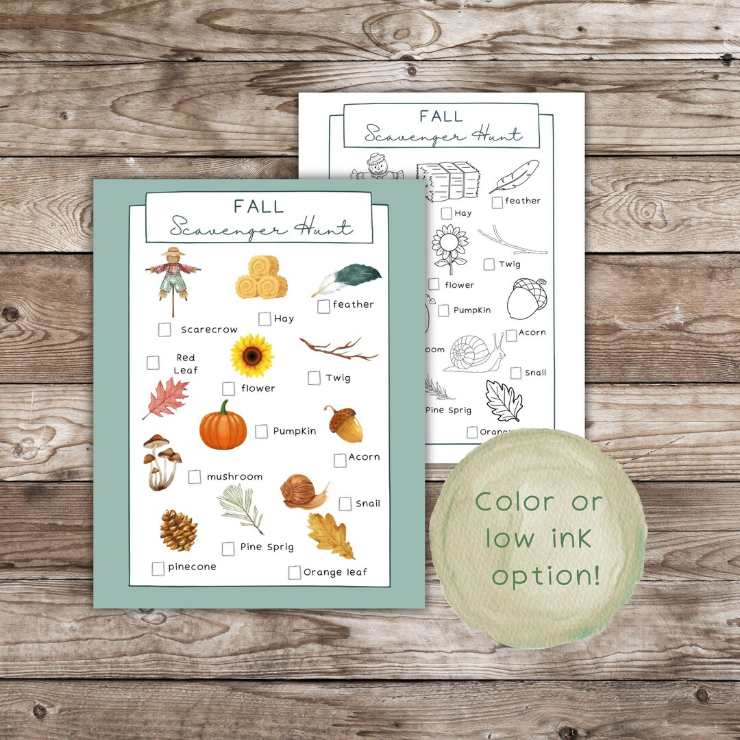 Fall Scavenger Hunt Printable, Autumn Activity for Kids, Screen-free ...