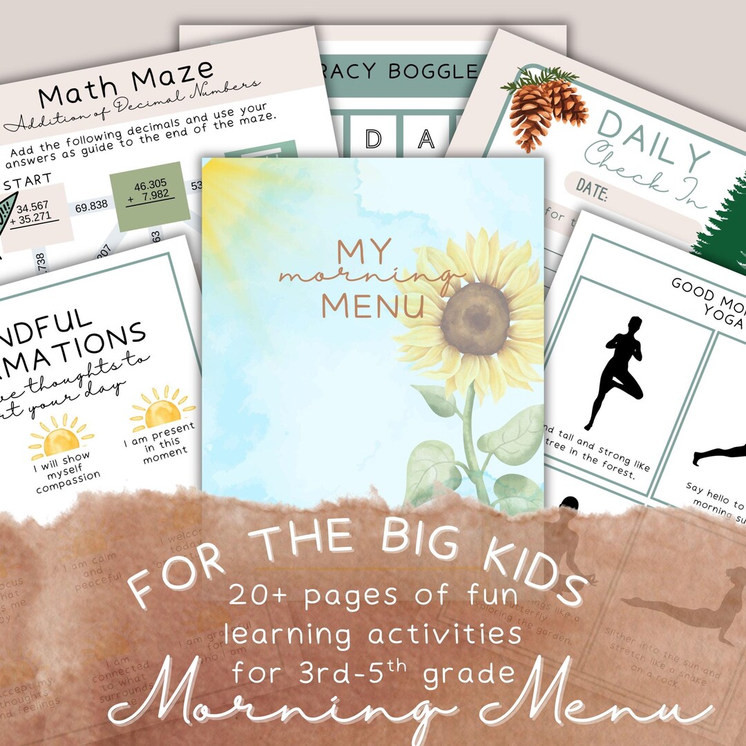 Homeschool Morning Menu for Big Kids| Morning Basket Activity, Daily ...