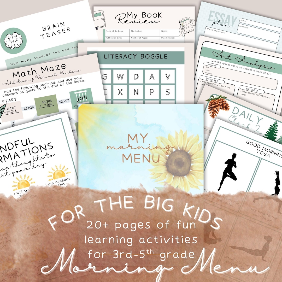 Homeschool Morning Menu for Big Kids| Morning Basket Activity, Daily ...