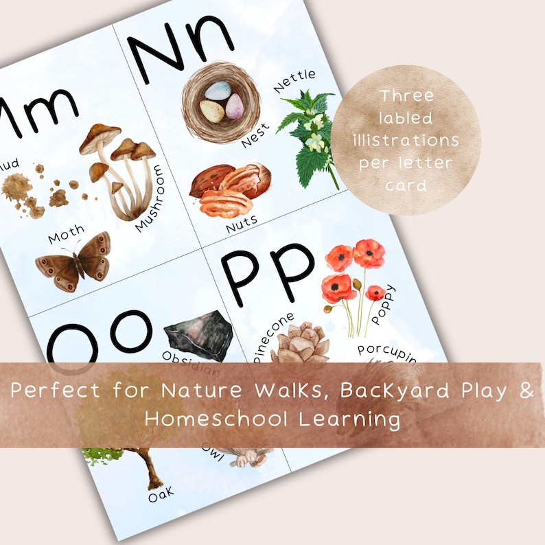 Nature ABC Flashcards Printable – A to Z Nature-themed Alphabet Cards ...