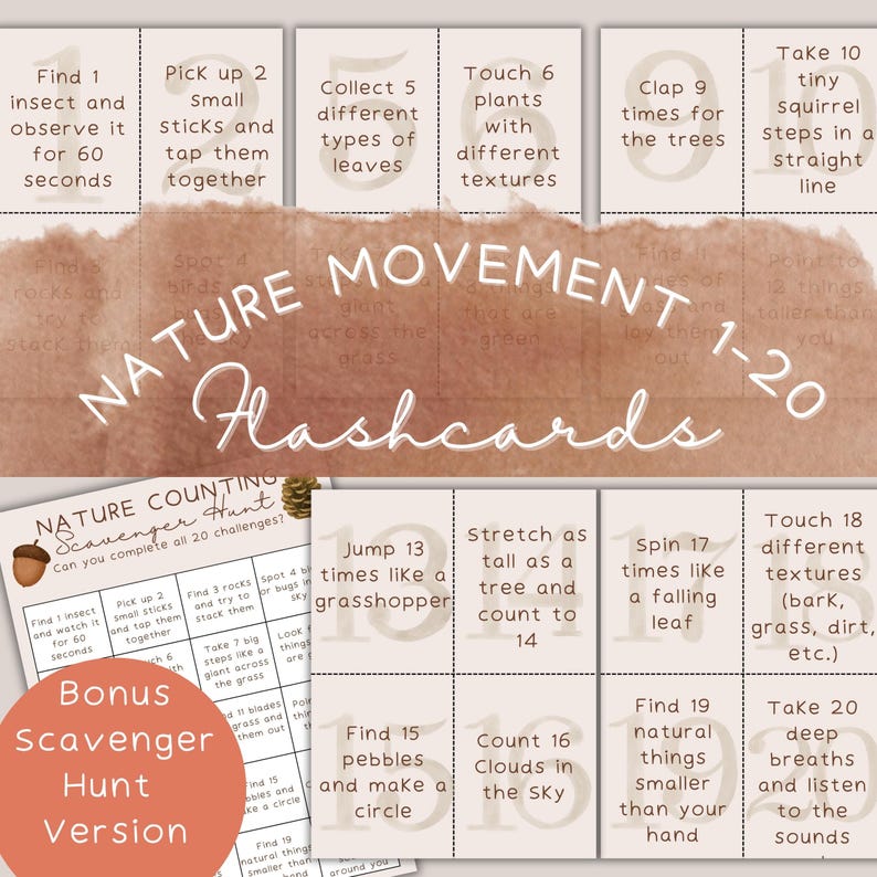 Nature Counting Scavenger Hunt Printable | Numbers 1–20 Outdoor ...