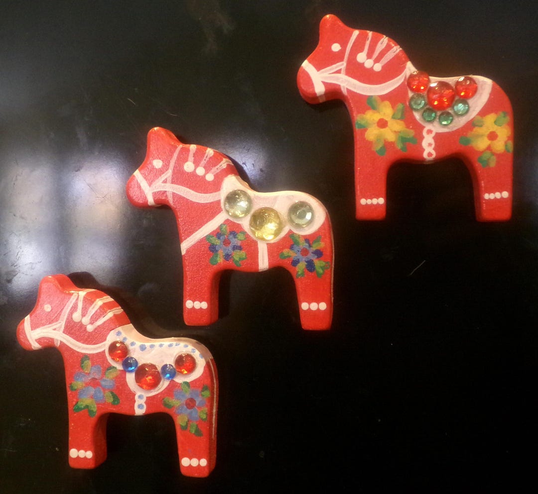 Mini Swedish Dala Horse Fridge Magnets - Etsy