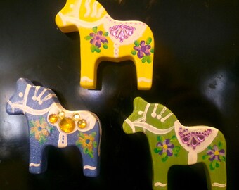 Mini Swedish Dala Horse Fridge Magnets - Etsy