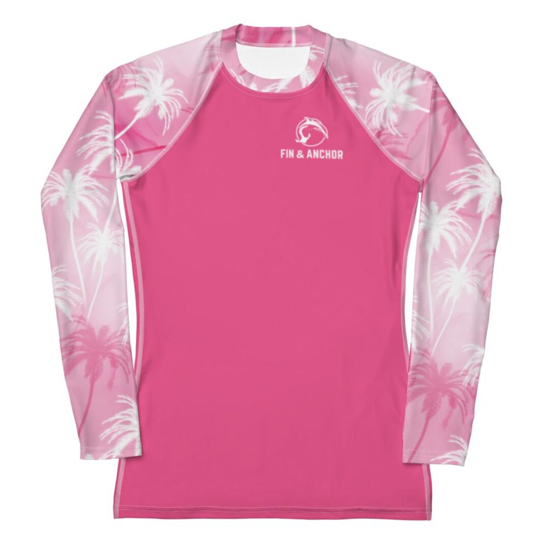 Women's Palm Shadows Long Sleeve UPF 50 Rashguard Mermaid Pink - Etsy