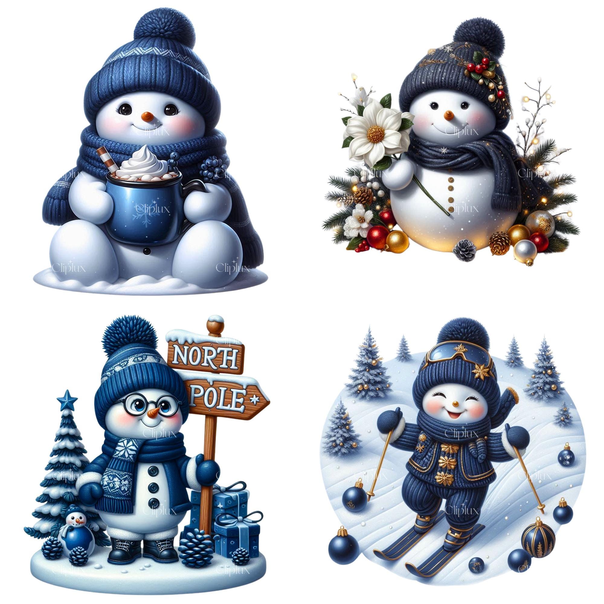 50 PNG Christmas Snowman Clipart , Blue Baby Snowman Collection ...