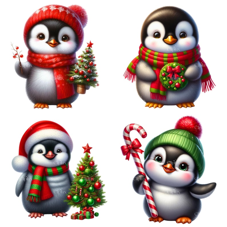 35 PNG Christmas Penguin P1 Clipart , Christmas Animals, Santa Penguin ...