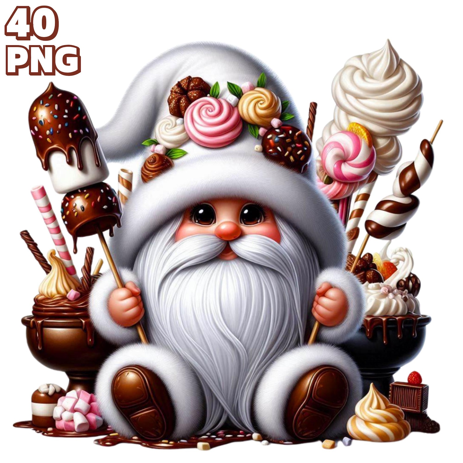 40 PNG Sweet Gnomes Clipart , Candy Gnome, Ice Cream Gnomes, Dessert ...