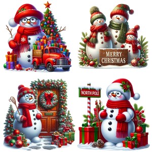 56 PNG Christmas Snowman Clipart , Red and Green Snowman Collection ...