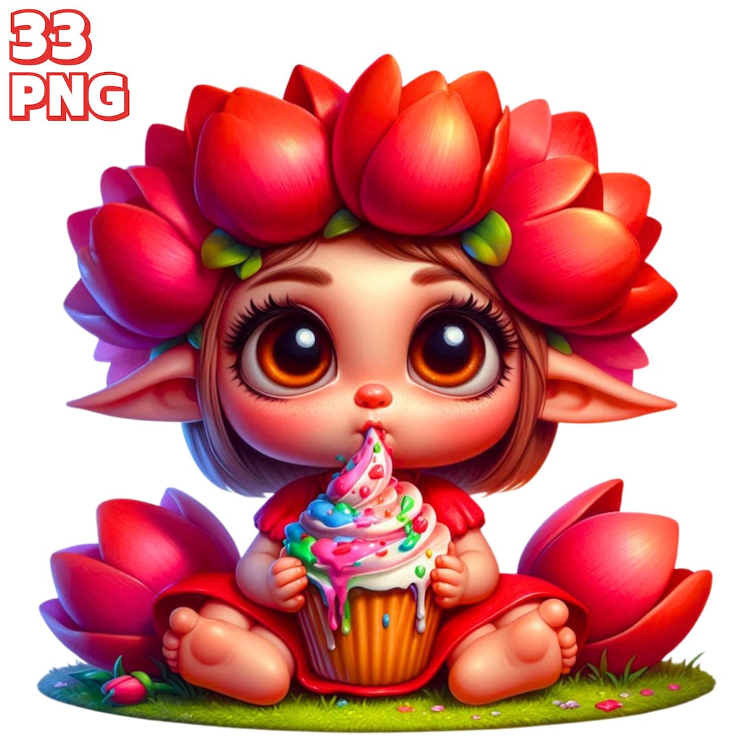 33 PNG Red Tulip Elves Clipart , Cute Baby Elves, Garden Elf, Spring ...