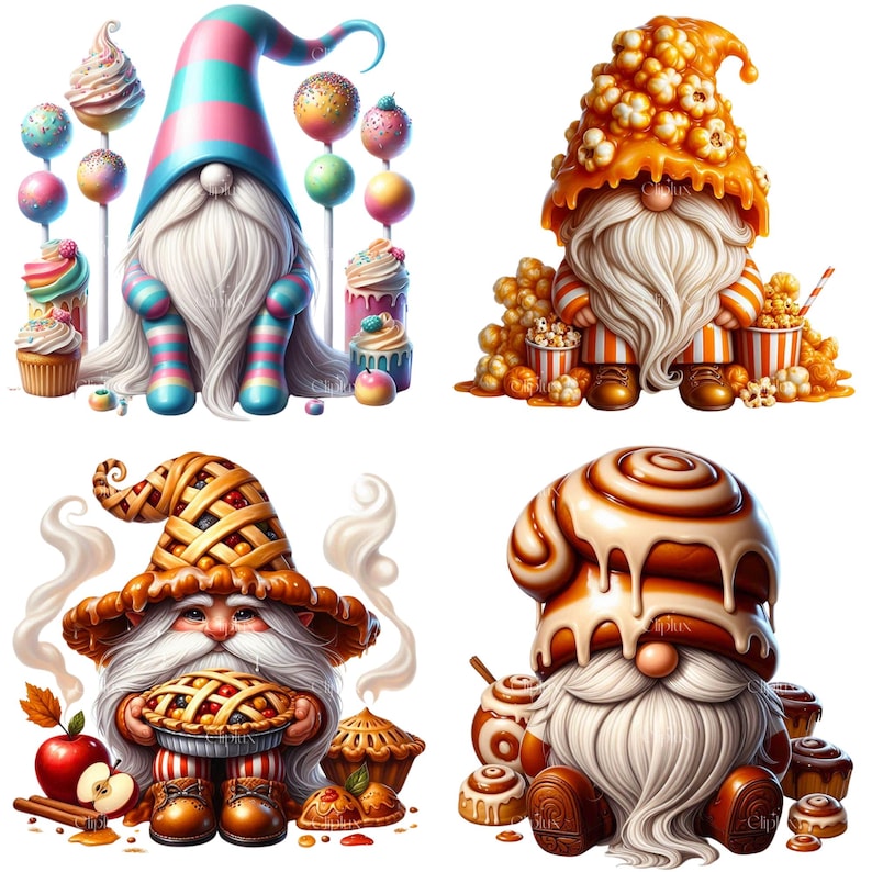 40 PNG Sweet Gnomes Clipart , Candy Gnome, Ice Cream Gnomes, Dessert ...