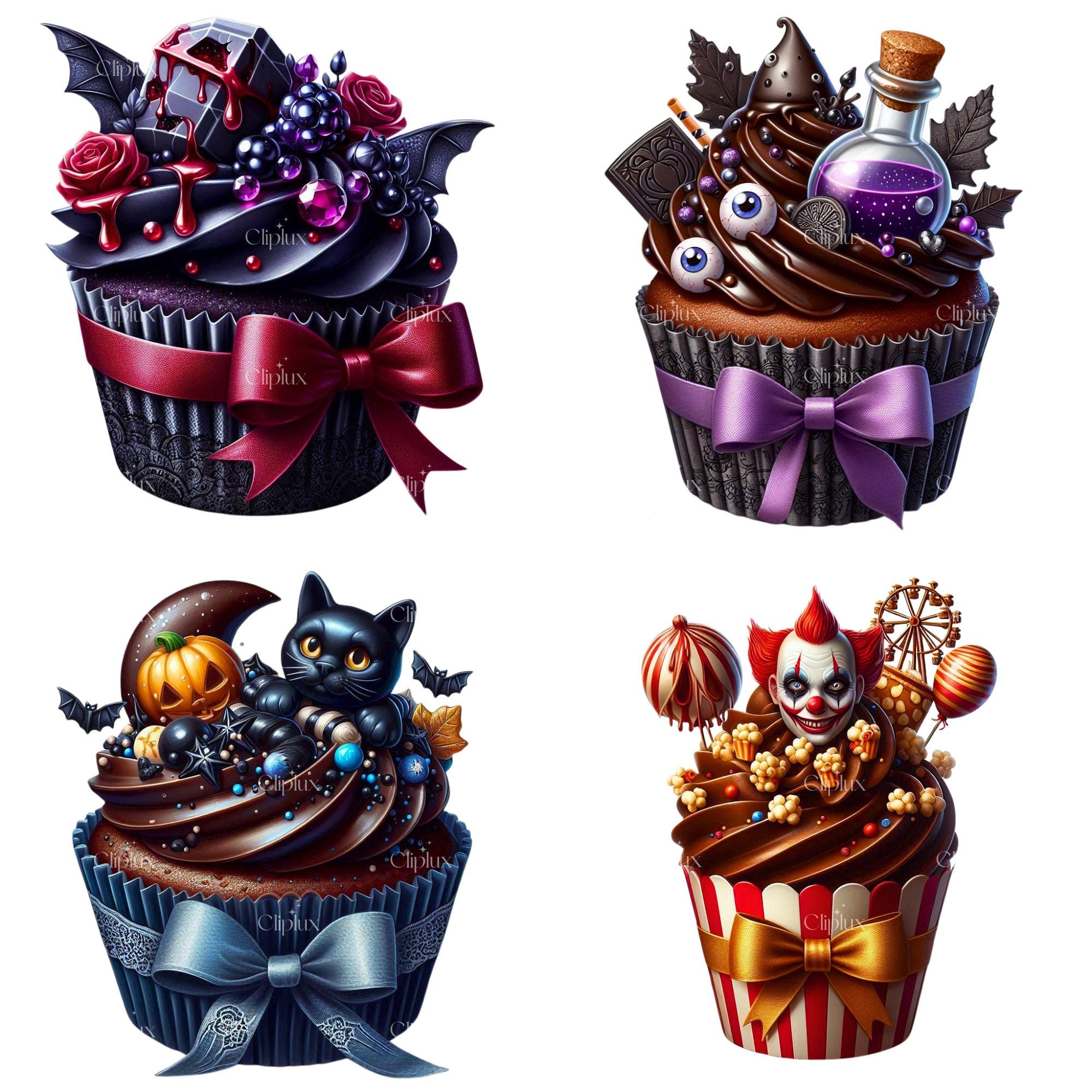 27 PNG Halloween Cupcakes Clipart , Scary Dessert Treat Graphics ...