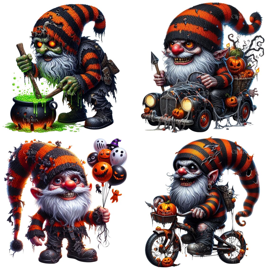 32 PNG Halloween Zombie Gnomes Clipart Spooky Gnomes, Creepy Gnomes ...