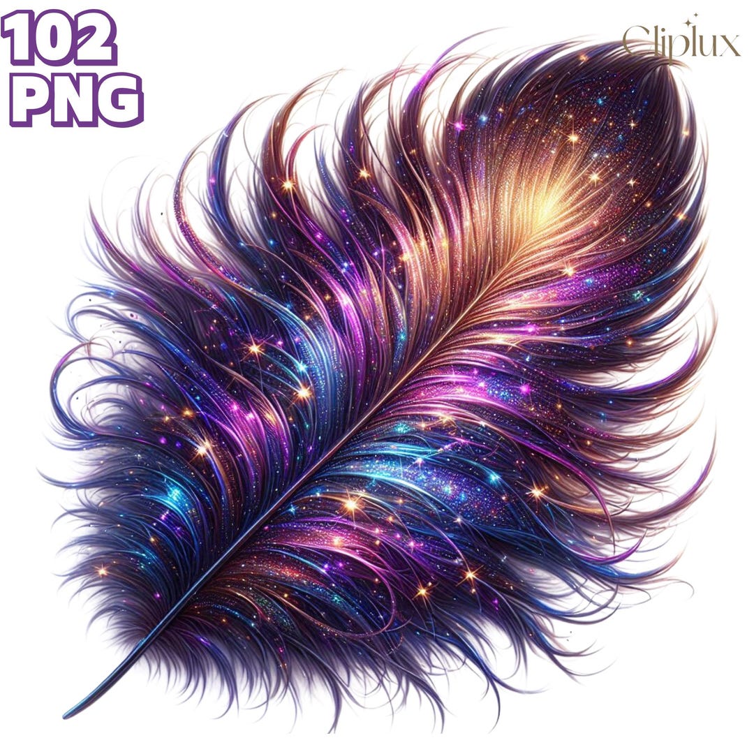 Vibrant Feather Clipart - 102 PNG Glittery Feather Clipart, Nature Art ...