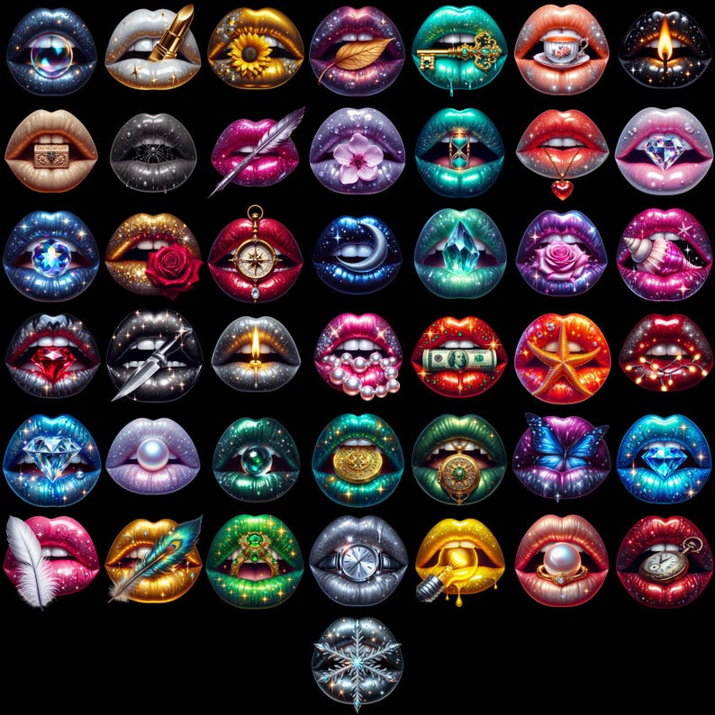 43 PNG Lips With an Object Clipart , Dripping Lips, Glittery Lips, Kiss ...