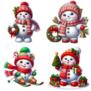 56 PNG Christmas Snowman Clipart , Red and Green Snowman Collection ...