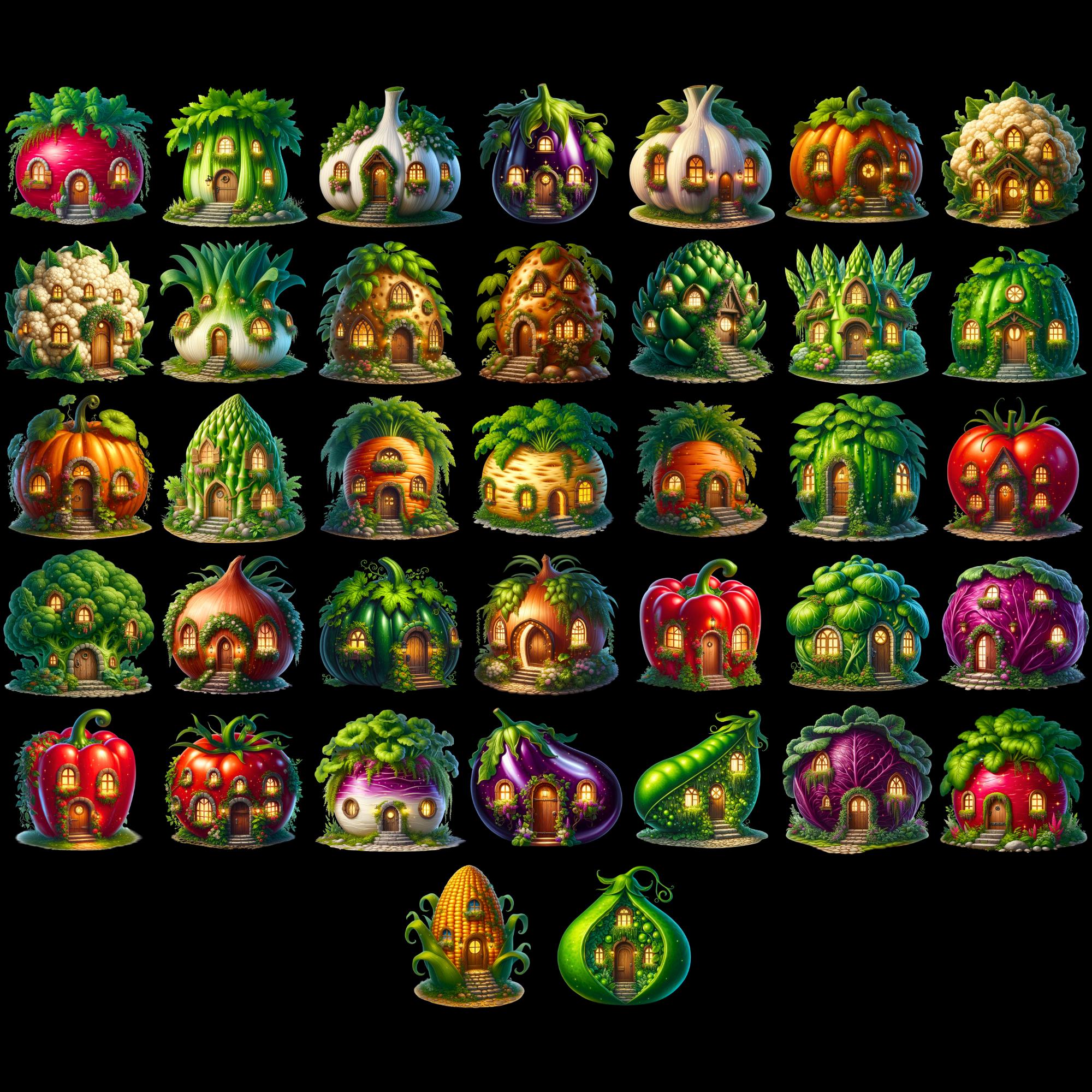 37 PNG Vegetable Houses Clipart , Pumpkin, Carrot, Cabbage, Whimsical ...