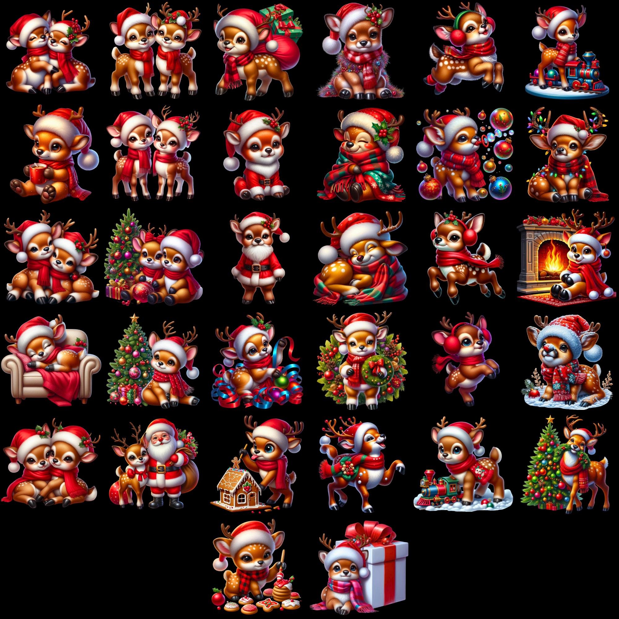 32 PNG Christmas Reindeer P3 Clipart , Christmas Animals, Santa ...