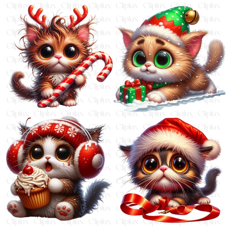 39 PNG Funny Christmas Cats Clipart , Quirky Christmas Animals, Santa ...