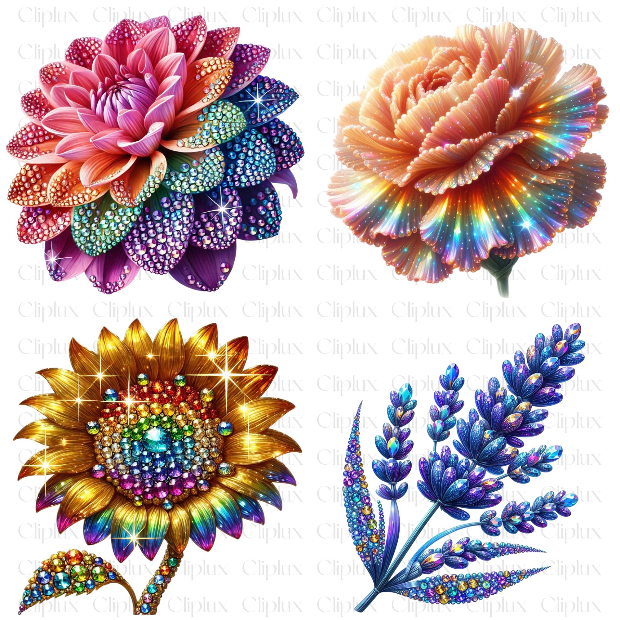 25 PNG Diamond Flowers (P2) Clipart, Spring Flower, Diamond Png, Flower ...