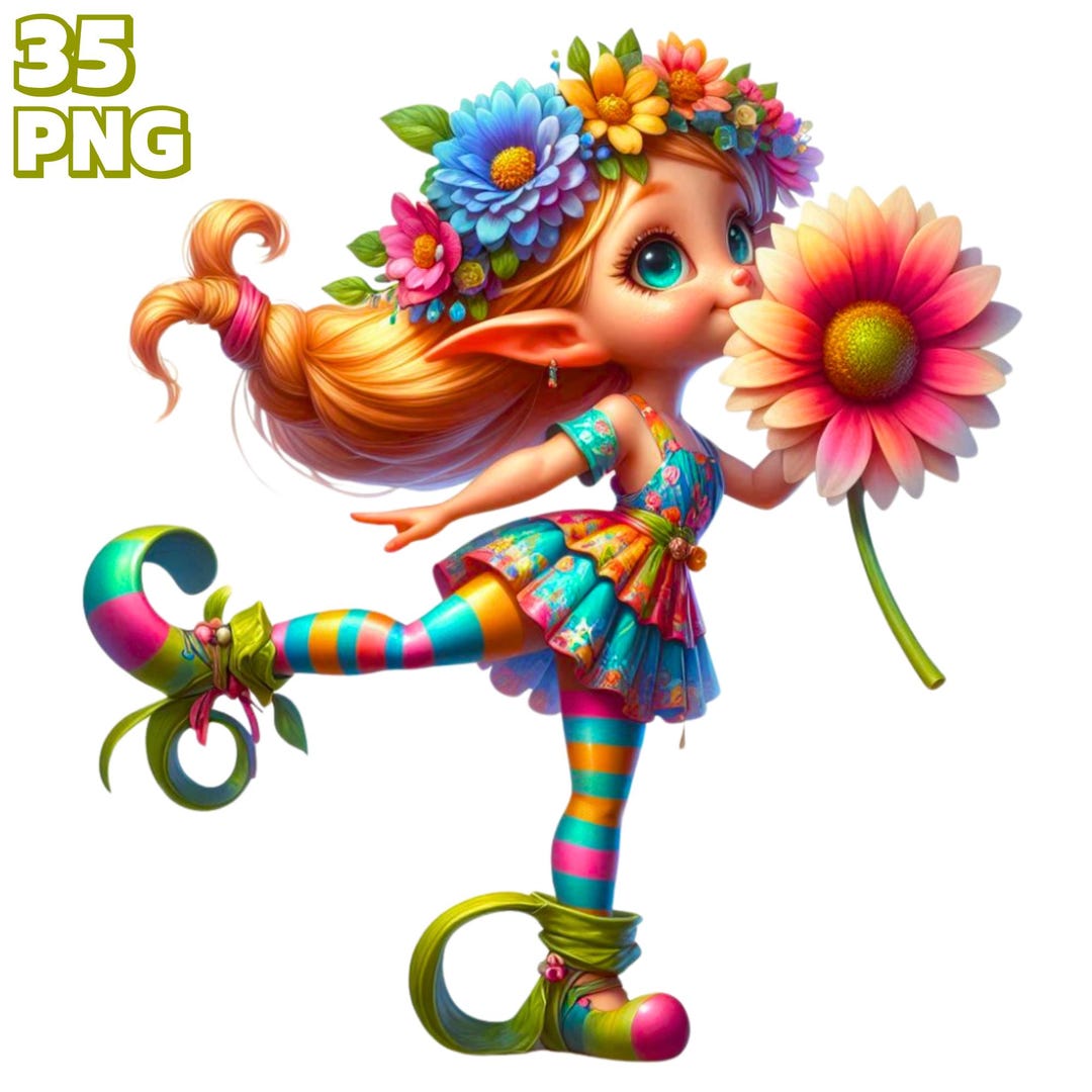 35 PNG Cute Floral Elves Clipart , Spring Elves, Cute Fantasy Elves ...