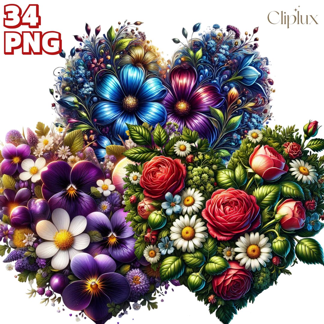 34 PNG Wildflower Heart Clipart ,spring Flower, Valentine Flower Heart ...