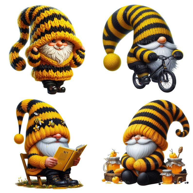 29 PNG Cute Bee Gnomes Clipart , Spring Gnome, Honeybee Garden Gnome ...
