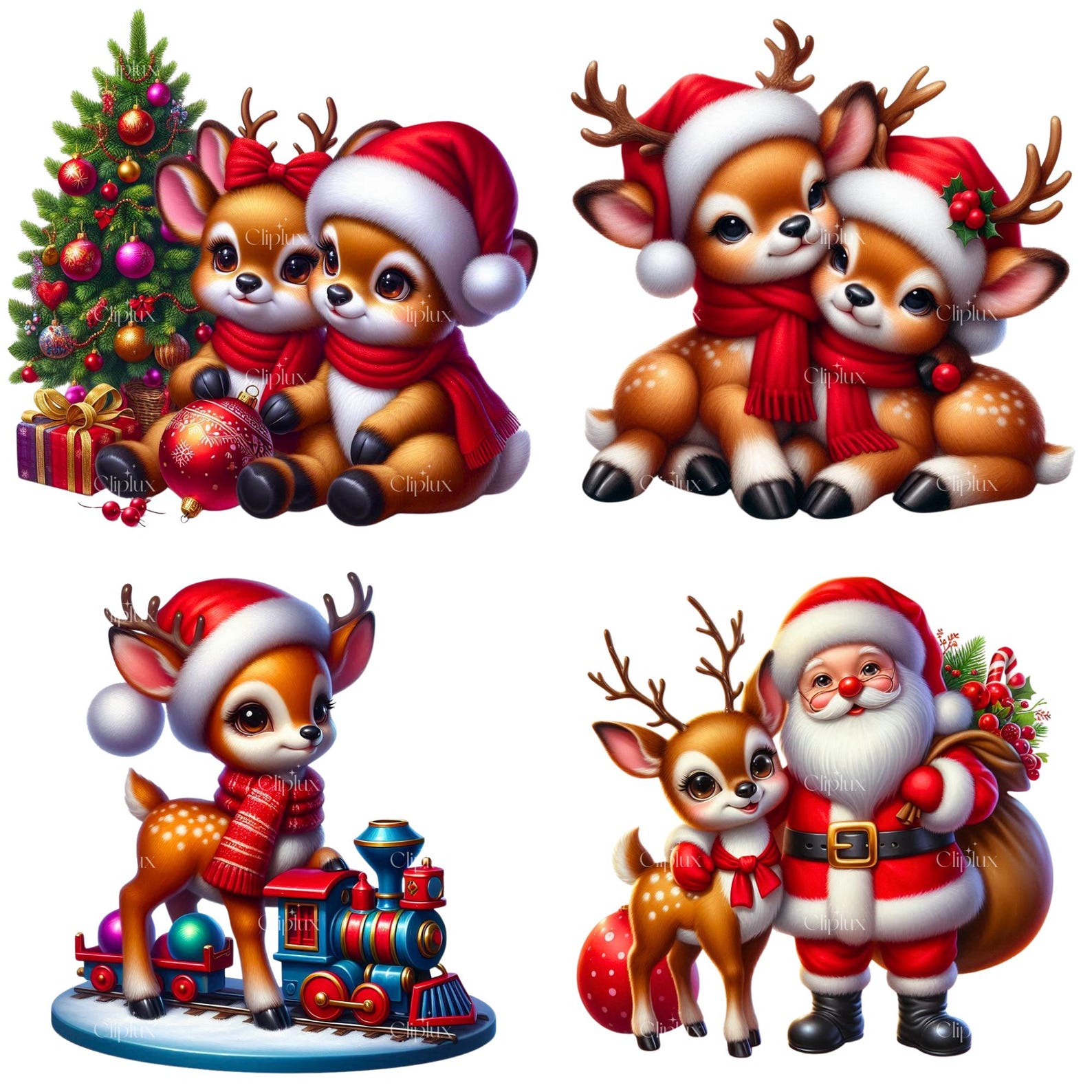 32 PNG Christmas Reindeer P3 Clipart , Christmas Animals, Santa ...