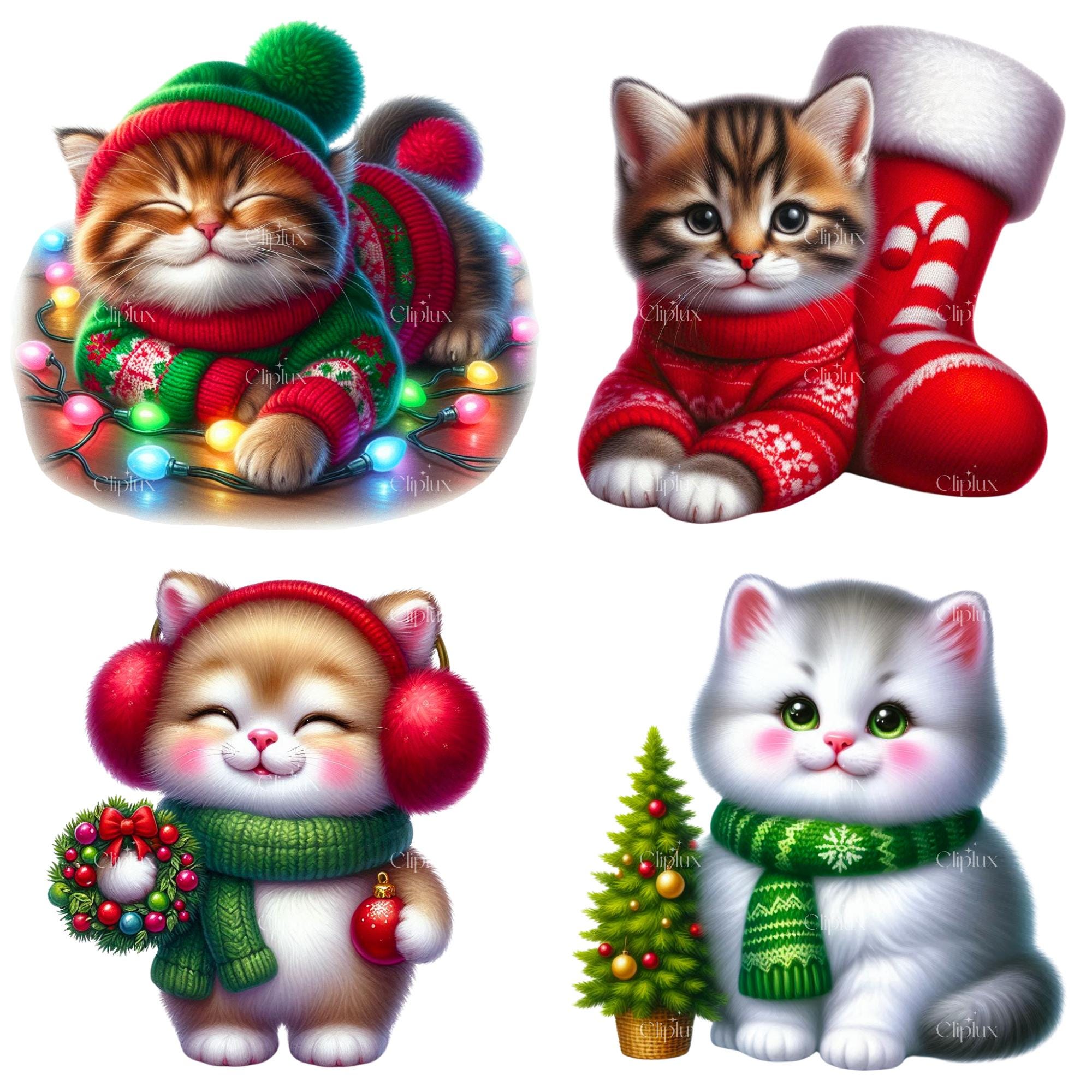 38 PNG Christmas Cats P1 Clipart , Christmas Animals, Santa Kitten ...