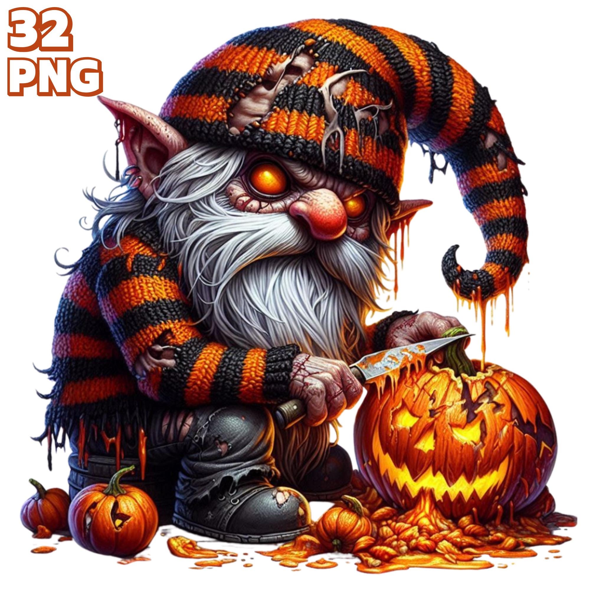 32 PNG Halloween Zombie Gnomes Clipart , Spooky Gnomes, Creepy Gnomes ...