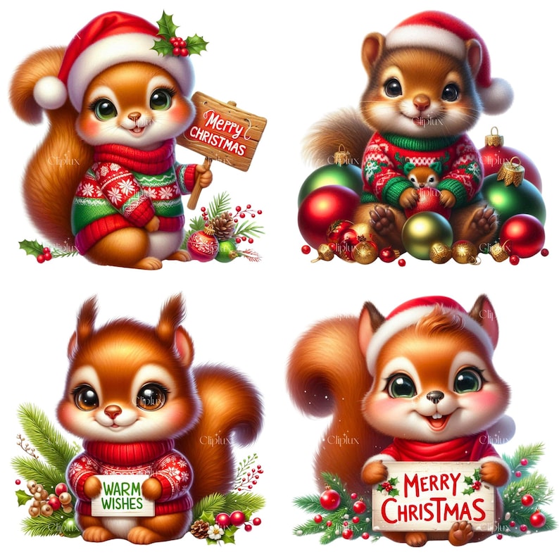 35 PNG Christmas Squirrel P2 Clipart , Christmas Animals, Santa ...