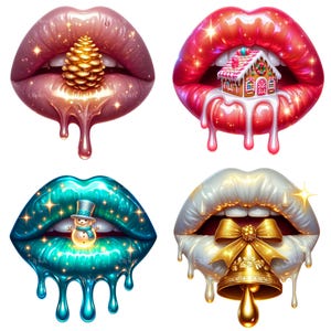 56 PNG Christmas Lips Clipart , Noel Clipart, Glossy Lips, Dripping ...