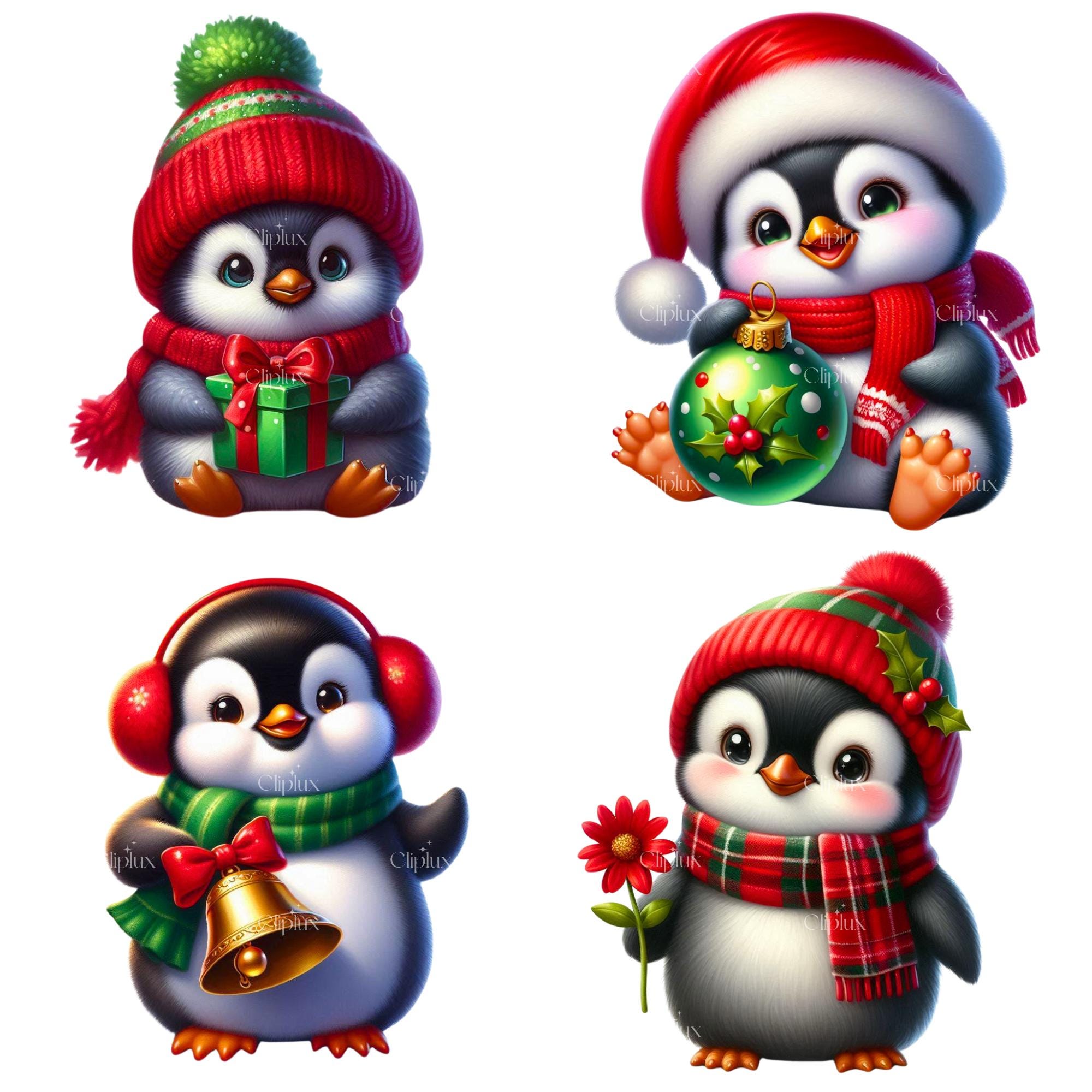 35 PNG Christmas Penguin P1 Clipart , Christmas Animals, Santa Penguin ...
