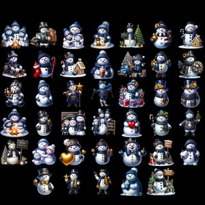 40 PNG Christmas Snowman Clipart , Blue Snowman Collection, Snowman ...