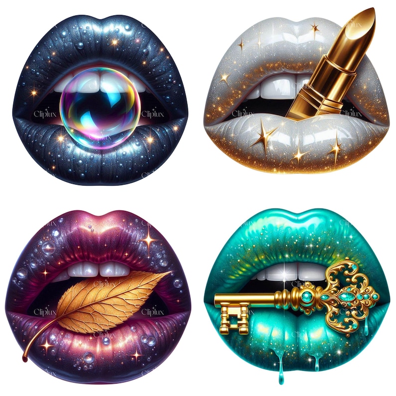 43 PNG Lips With an Object Clipart , Dripping Lips, Glittery Lips, Kiss ...