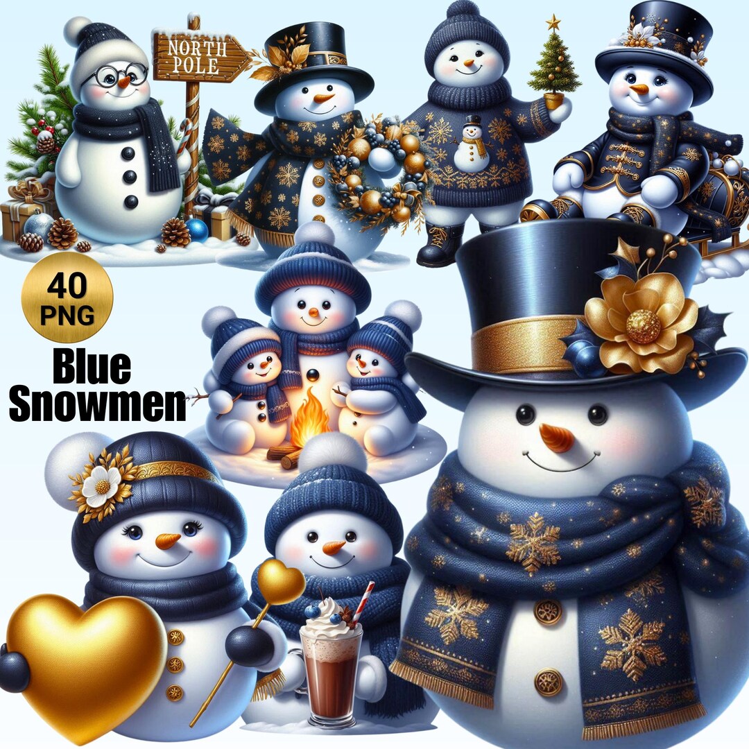 40 PNG Christmas Snowman Clipart , Blue Snowman Collection, Snowman ...